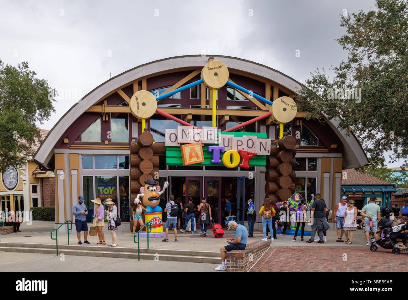 Shoppers and visitors walking past the Once Upon A Toy toy store in ...