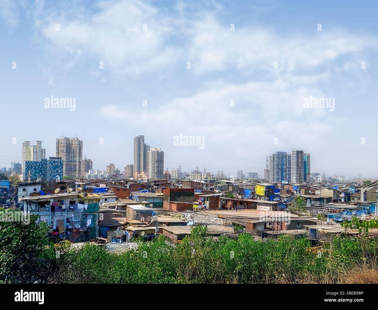 Mumbai, Maharashtra, India. Views of slums on the shores of Mumbai ...