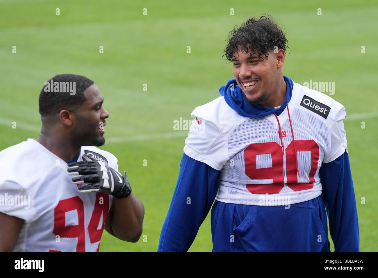 New York Giants' Elijah Chatman, left, and Elijah Garcia leave the ...