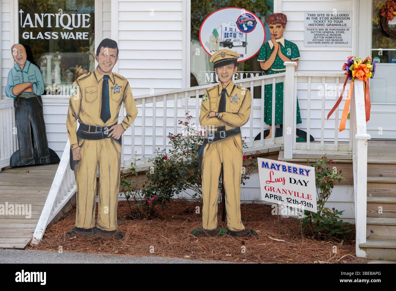 Sign welcomes visitors to the annual Mayberry Lucy Day in front of the ...