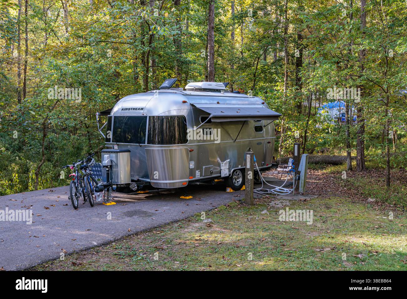 Airstream travel trailer set up in the campground at Henry Horton State ...
