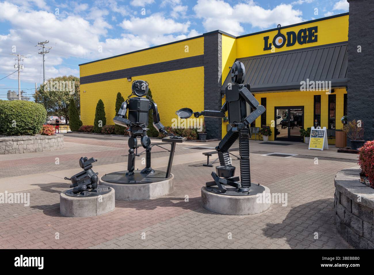 Cast iron robot sculptures at the entrance to the Lodge Museum of Cast ...