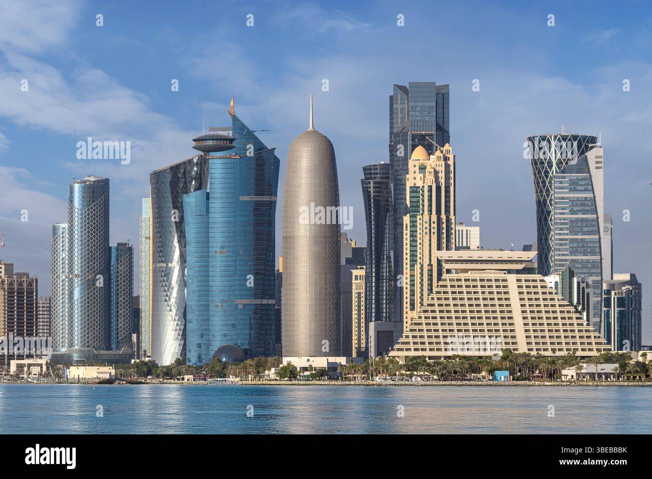 The Panoramic skyline of Doha, Qatar during sunset Stock Photo - Alamy