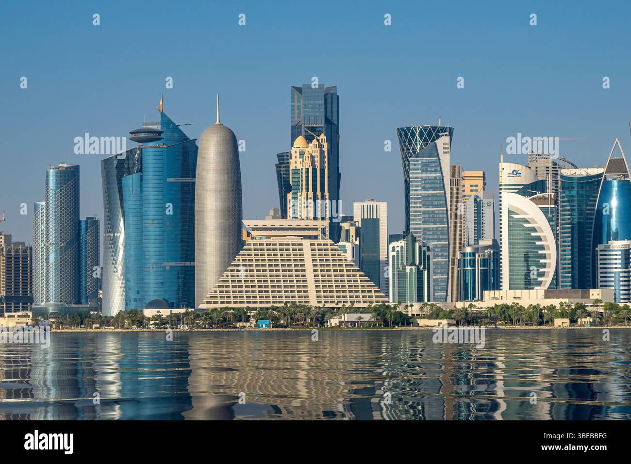 The Panoramic skyline of Doha, Qatar during sunset Stock Photo - Alamy