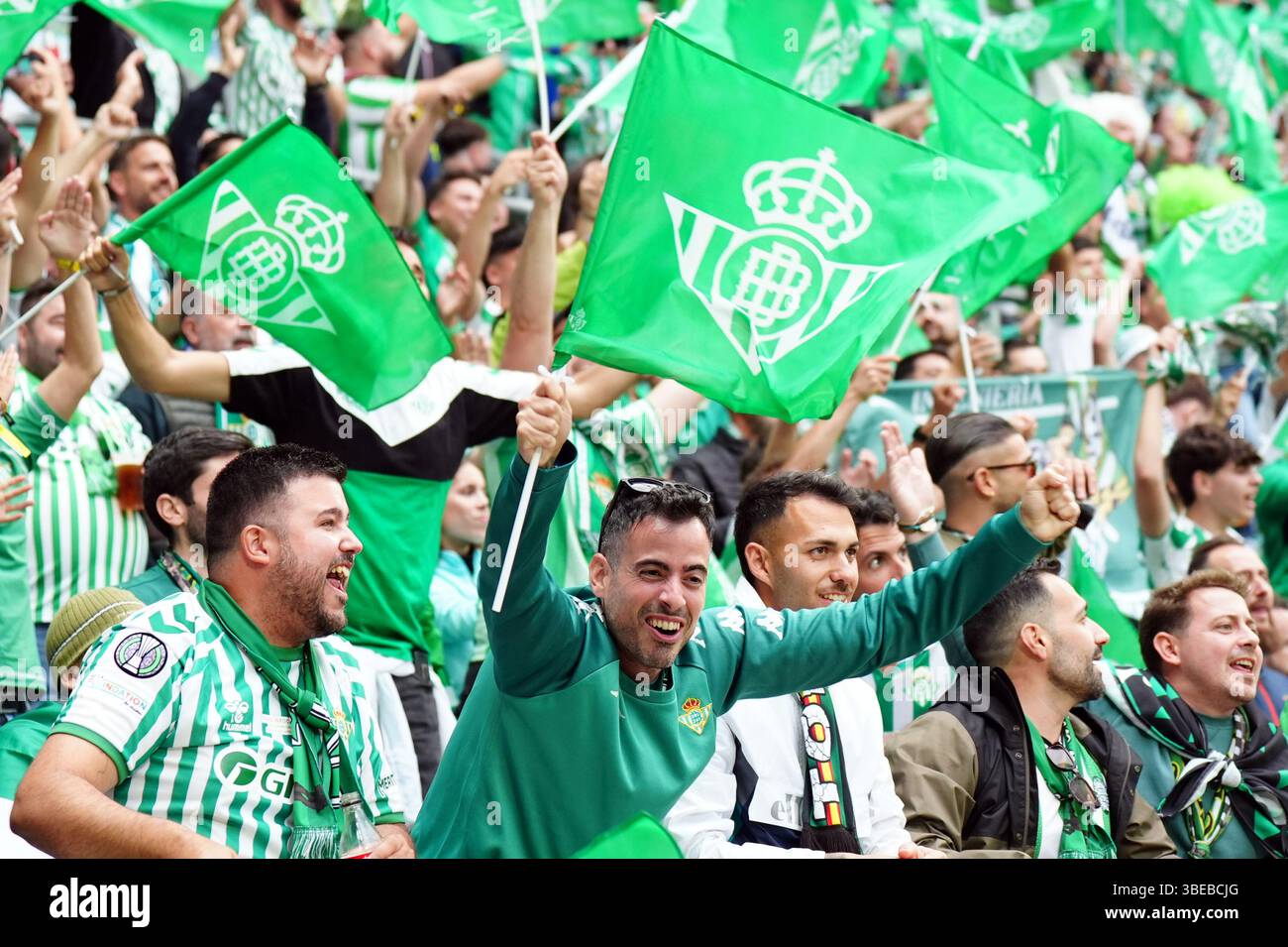 Real Betis fans in the stands ahead of the UEFA Conference League final ...