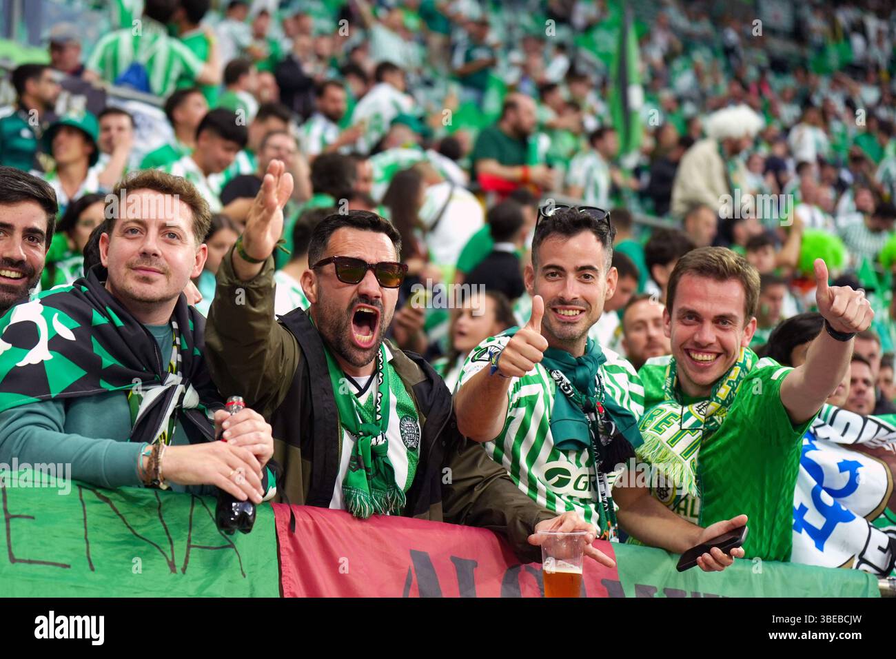 Real Betis fans in the stands ahead of the UEFA Conference League final ...