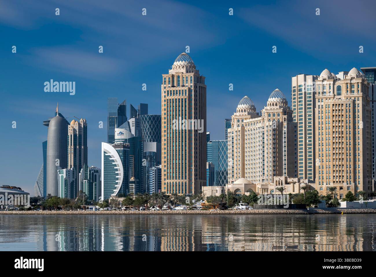 The Panoramic skyline of Doha, Qatar during sunrise Stock Photo - Alamy