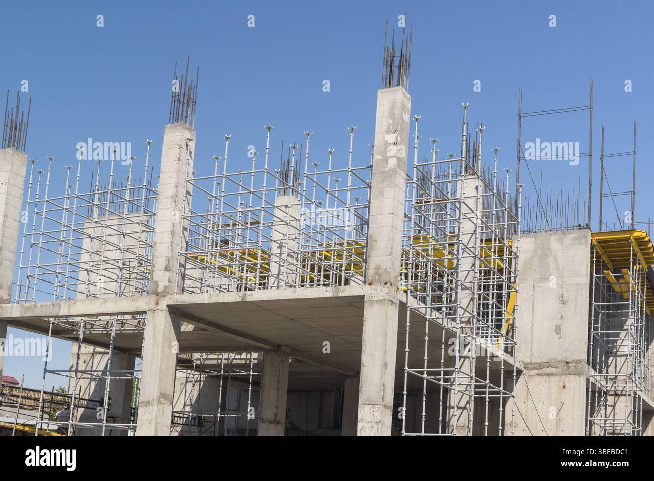 Metal concrete structures of the building under construction ...