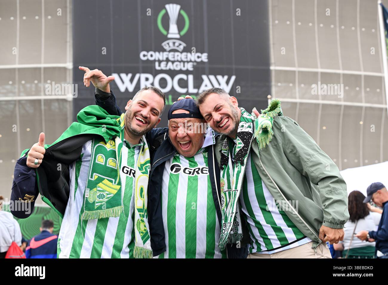 Real Betis fans outside the stadium ahead of the UEFA Conference League ...