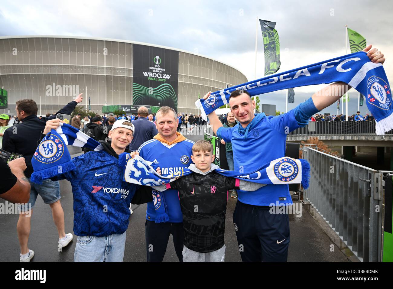 Chelsea fans outside the stadium ahead of the UEFA Conference League ...