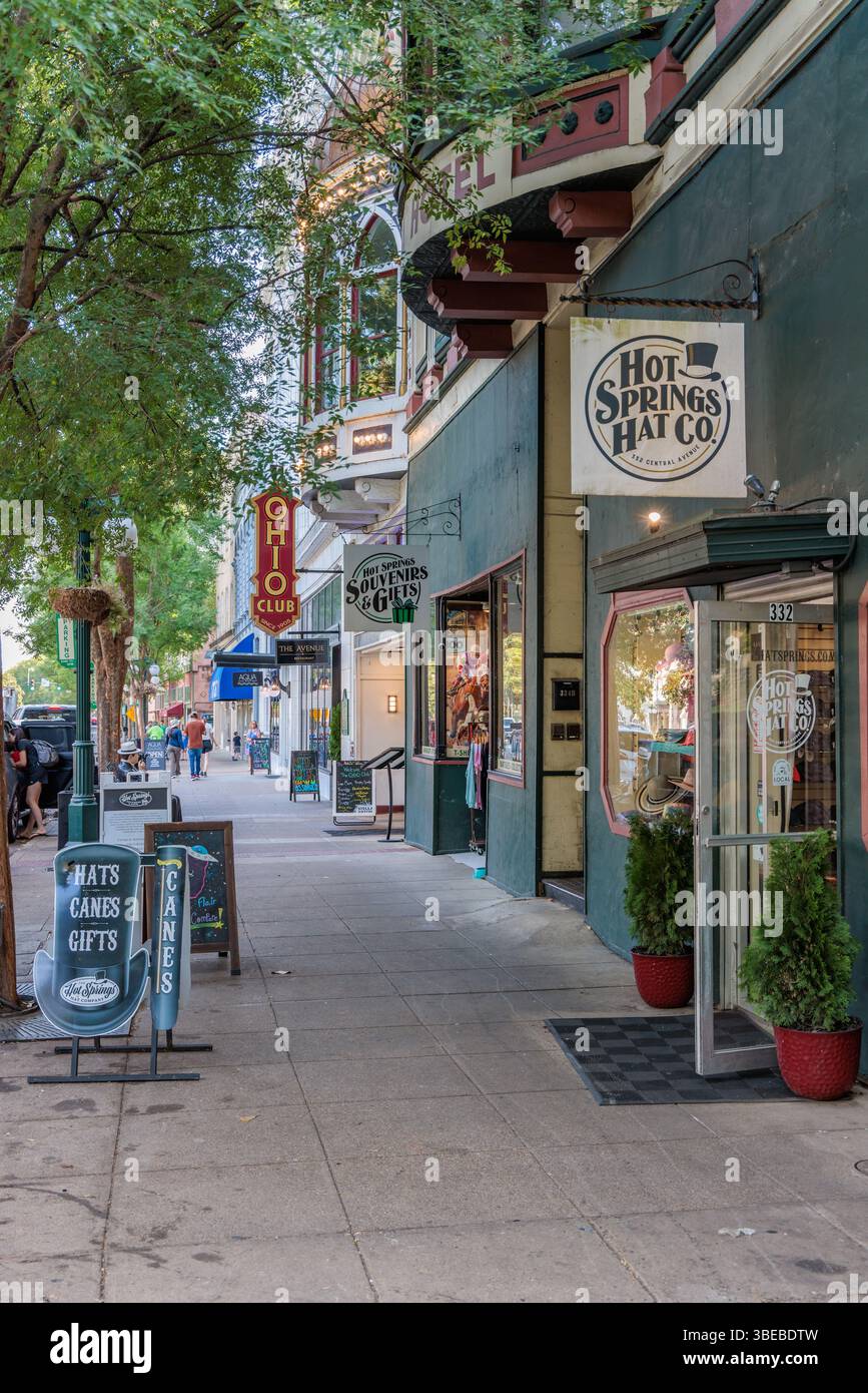 Shops along Central Avenue across from Bathhouse Row in Downtown Hot ...