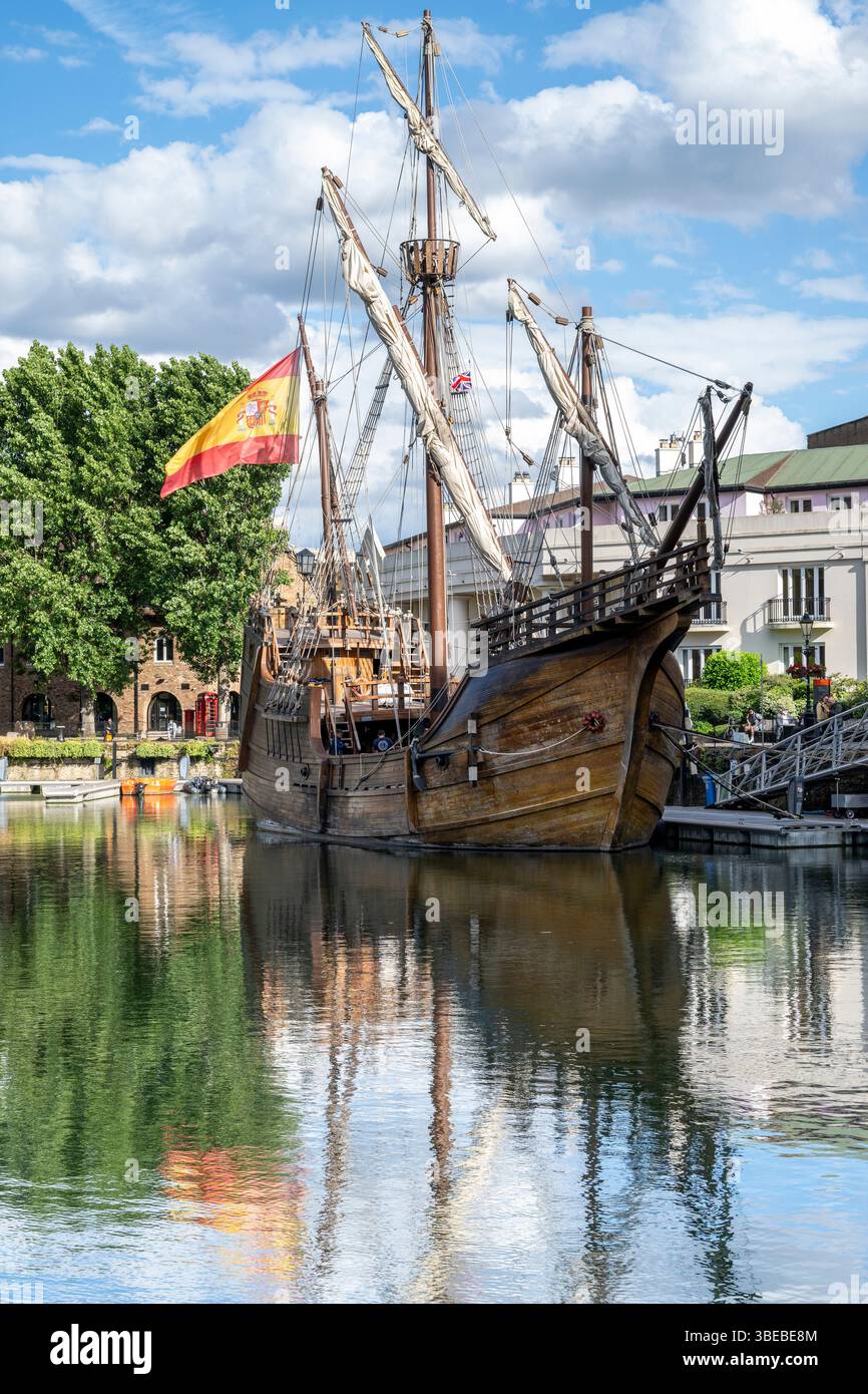 London, UK. 28 May 2025. The tallship Nao Santa Maria has arrived at St ...