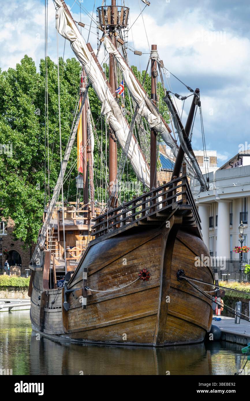 London, UK. 28 May 2025. The tallship Nao Santa Maria has arrived at St ...