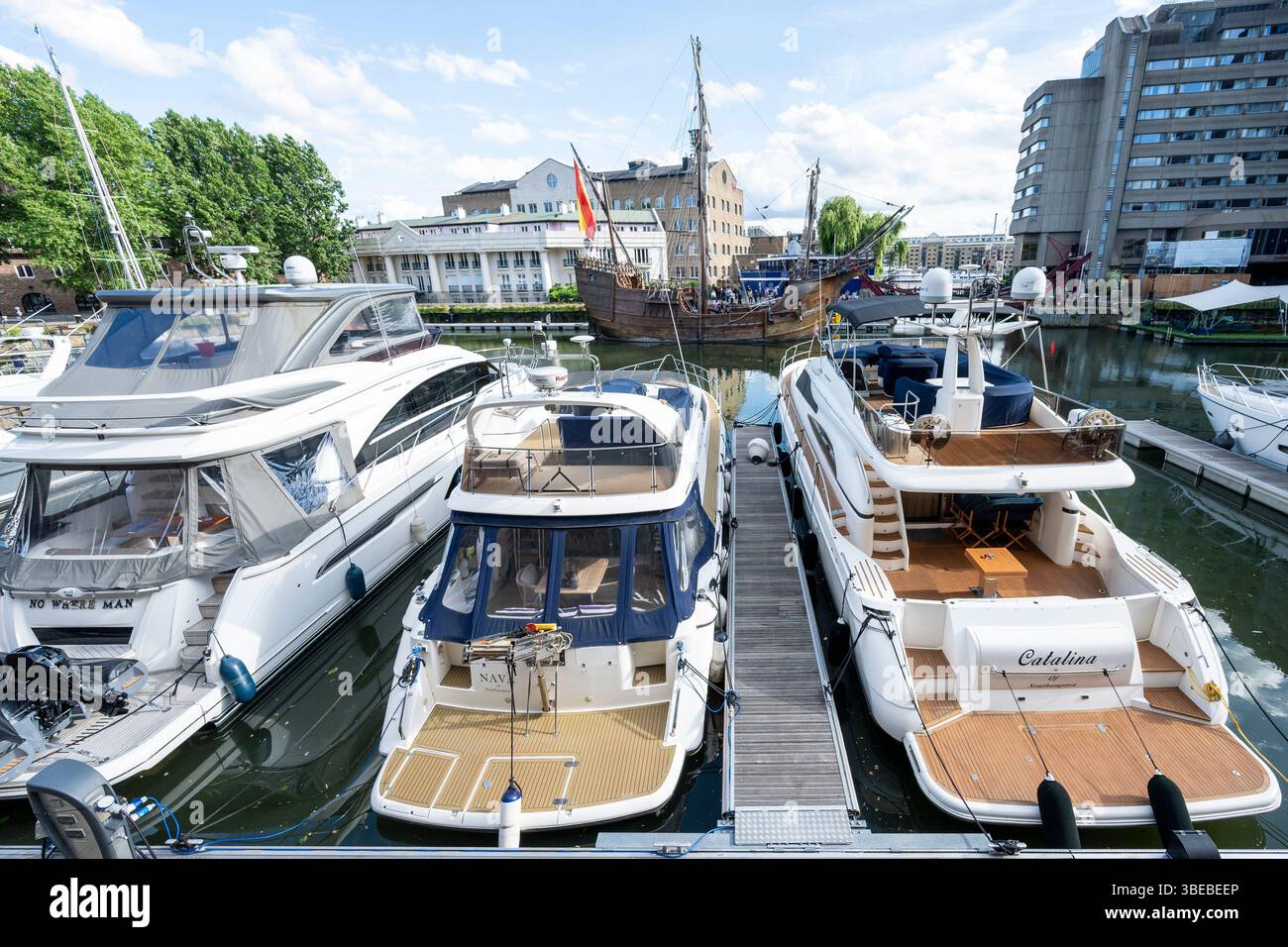 London, UK. 28 May 2025. The tallship Nao Santa Maria has arrived at St ...