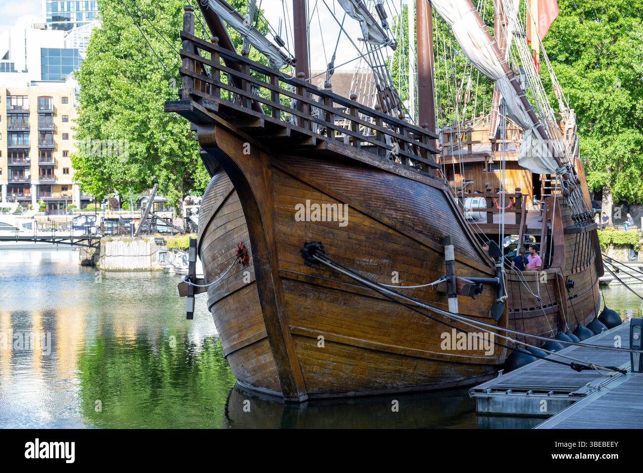 London, UK. 28 May 2025. The tallship Nao Santa Maria has arrived at St ...