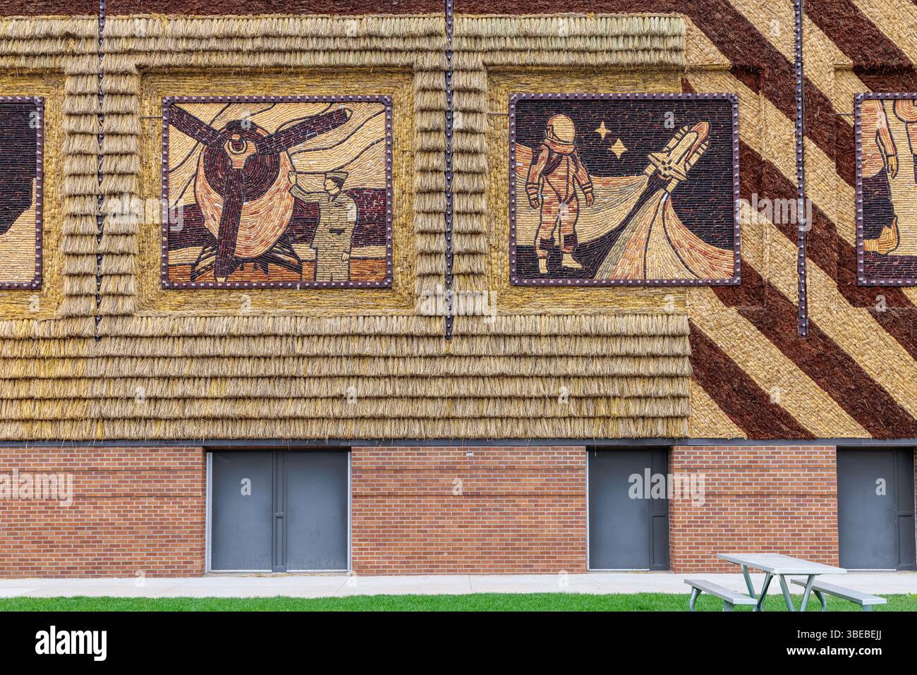 Detail of artwork made from corn cobs on the exterior of the World's ...