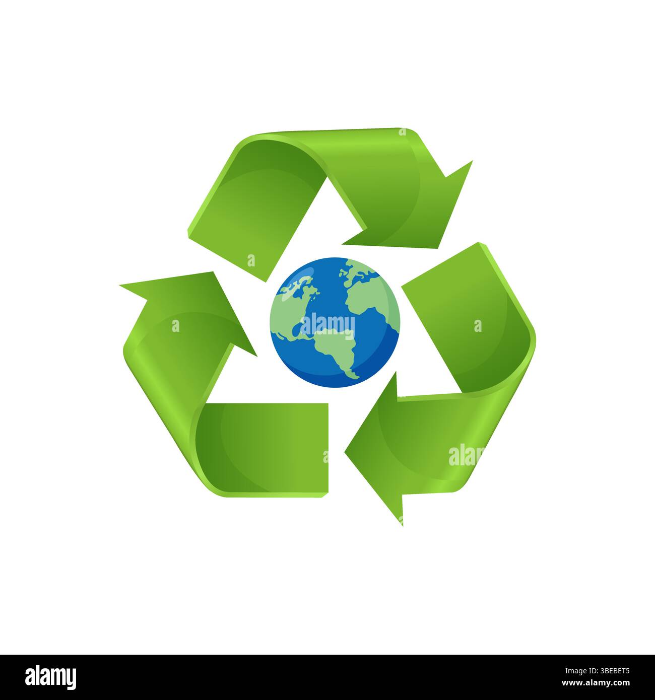 Recycling arrows symbol with Earth globe inside isolated on white ...