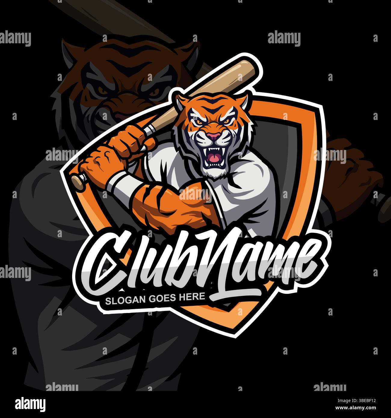 Baseball logo with tiger mascot design vector Stock Vector Image & Art ...