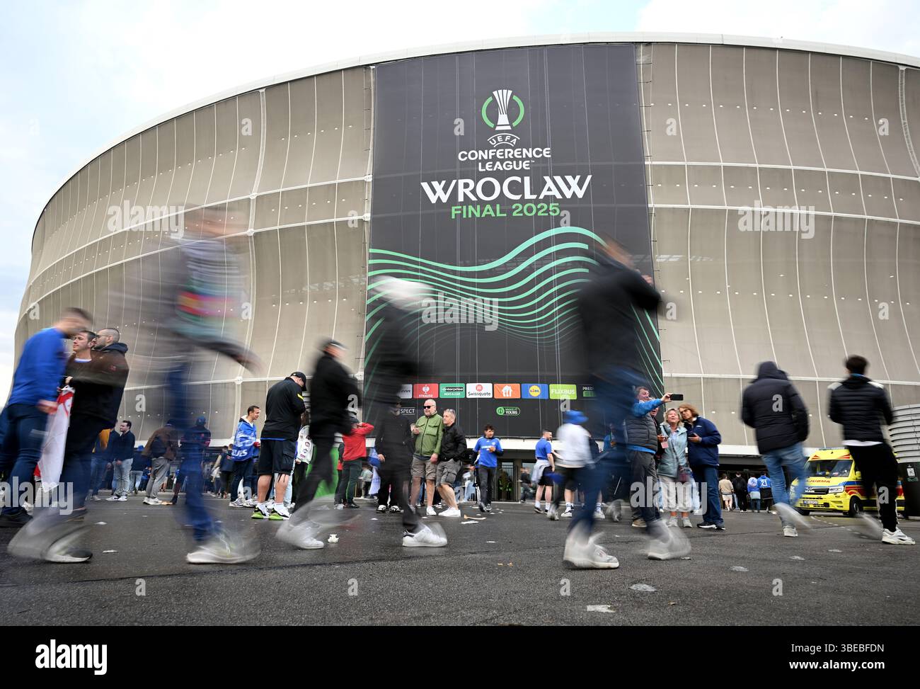 Fans outside the stadium ahead of the UEFA Conference League final ...
