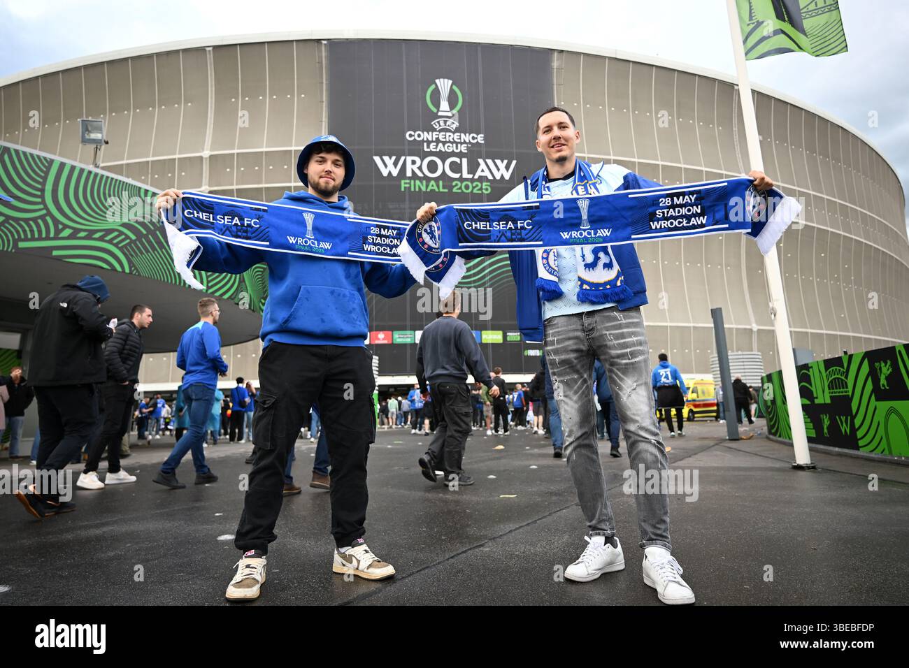 Chelsea fans outside the stadium ahead of the UEFA Conference League ...