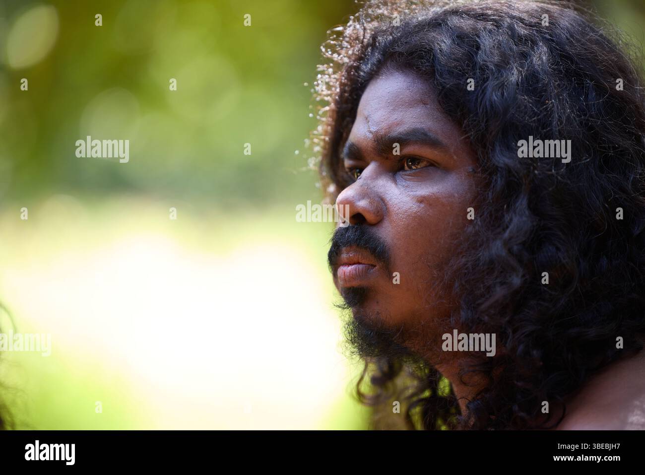 Vedda tribesman of Sri Lanka stands in natural surroundings ...