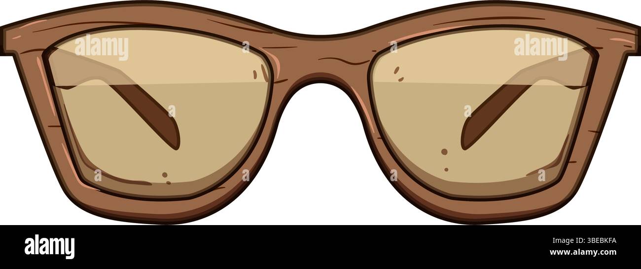 handcrafted wooden sunglasses cartoon vector illustration Stock Vector ...