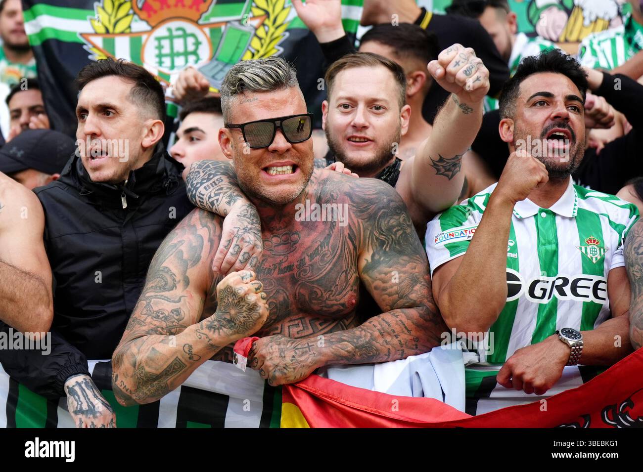 Real Betis fans in the stands ahead of the UEFA Conference League final ...