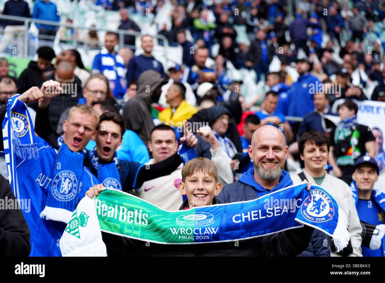 Chelsea fans in the stands ahead of the UEFA Conference League final ...