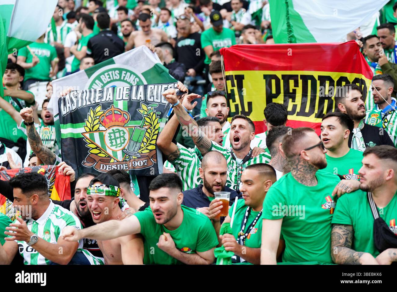Real Betis fans in the stands ahead of the UEFA Conference League final ...