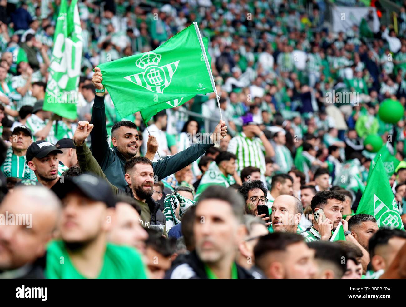 Real Betis fans in the stands ahead of the UEFA Conference League final ...