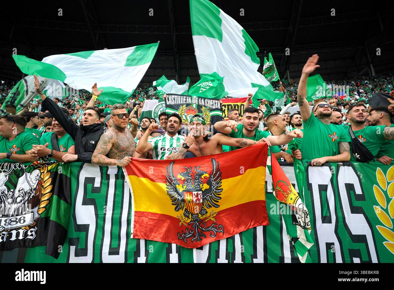 Real Betis fans in the stands ahead of the UEFA Conference League final ...