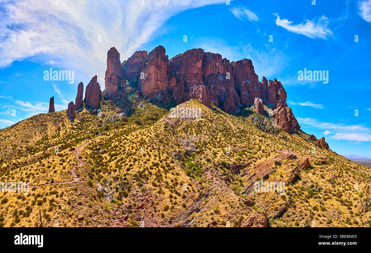 Superstition Mountains Desert Cliffs Hiking Trail Panorama Eye Level ...