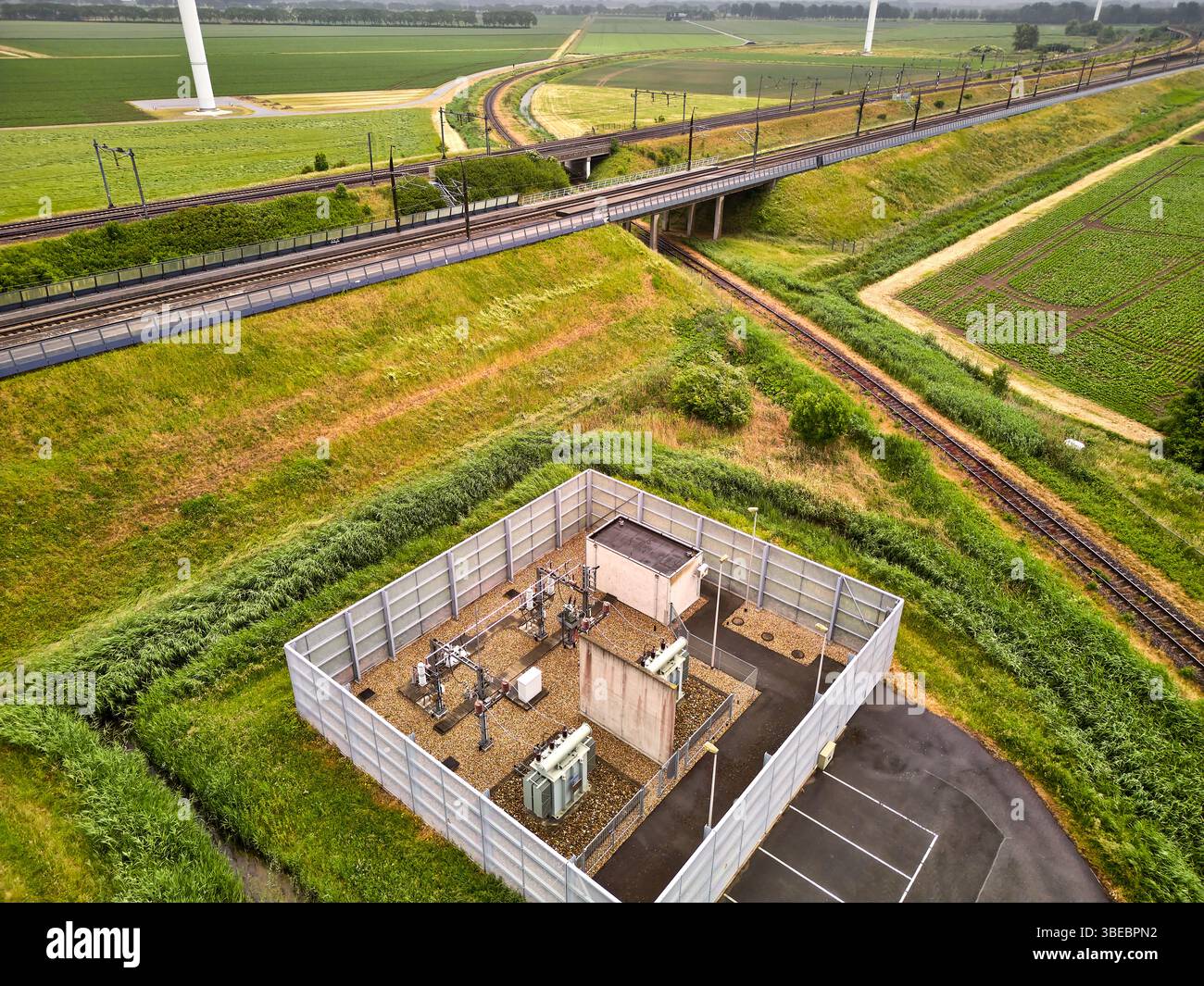 May 27, 2025 - Moerdijk-Netherlands: Aerial view of a railway ...