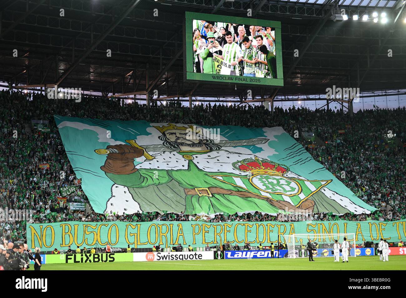 Real Betis fans unveil a tifo ahead of the UEFA Conference League final ...