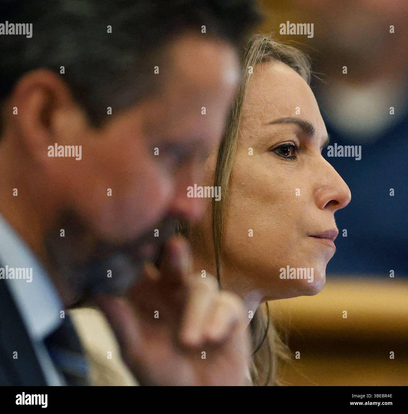 Karen Read listens to the cross examination by Robert Alessi of expert ...