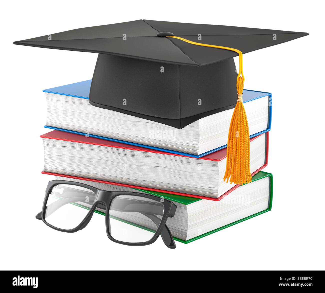 Books with Graduation Cap and Glasses. Education, knowledge, and ...