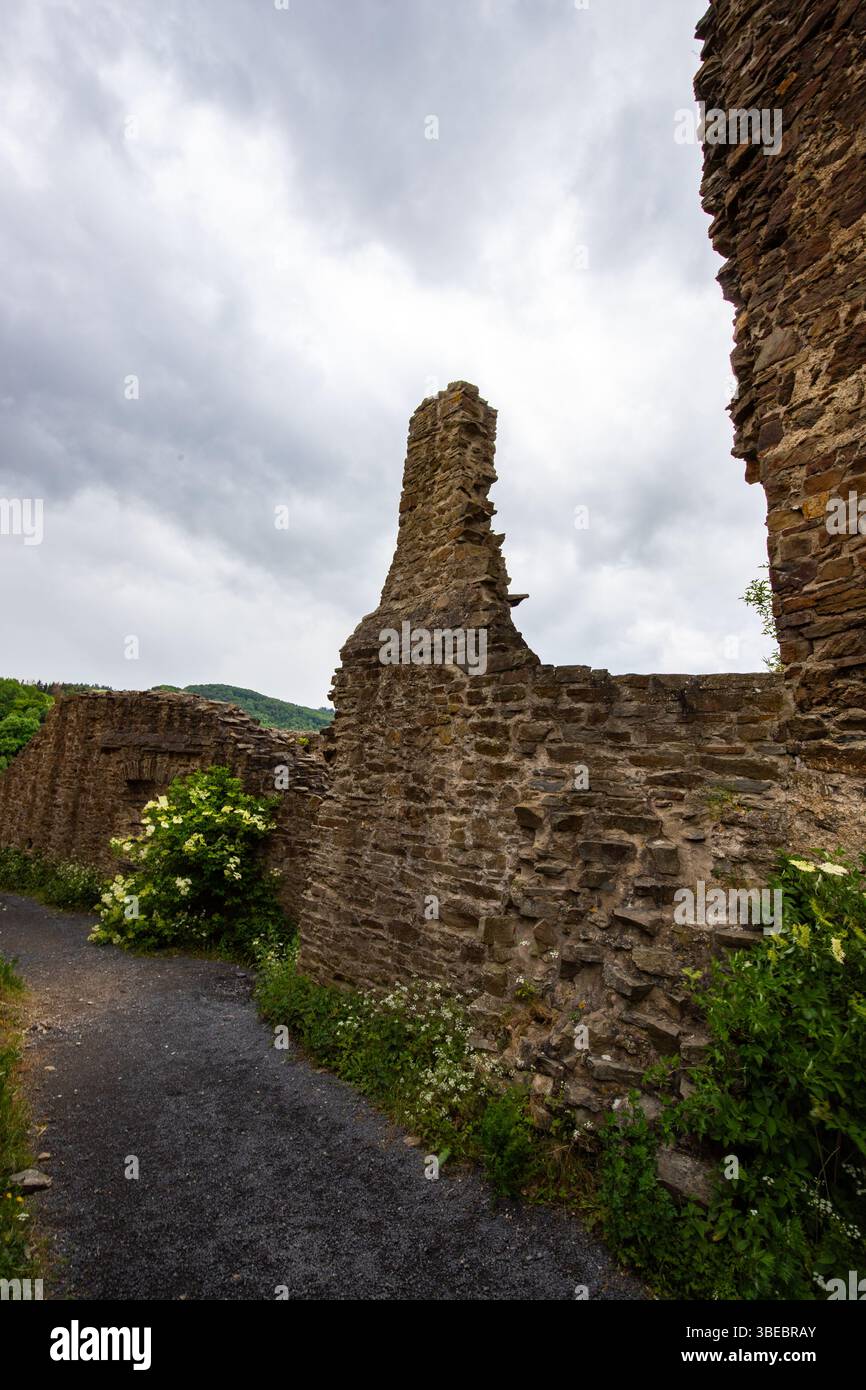 Landscape around Löwenburg Castle. Beautiful historic castle ruins on ...