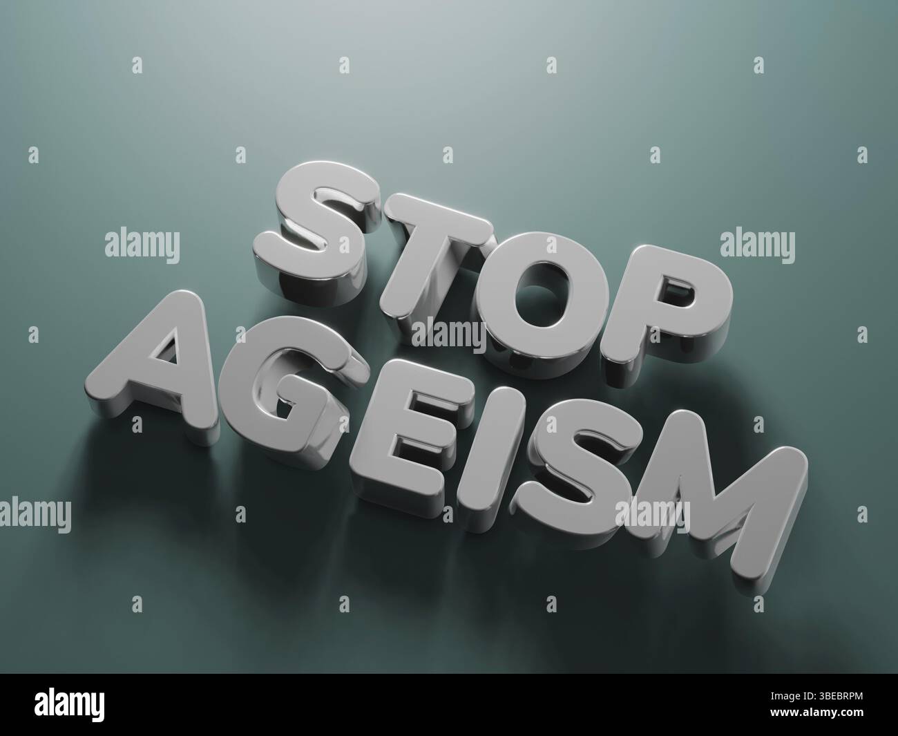 3d render of text stop ageism. Social problem of inequality of ages ...