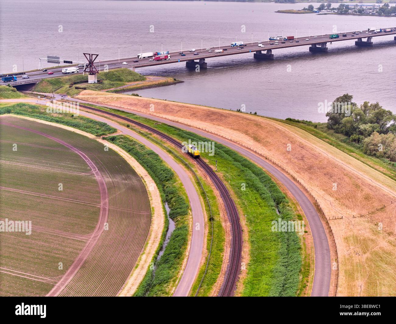 May 27, 2025 - Moerdijk-Netherlands: Aerial view of Moerdijk bridge ...
