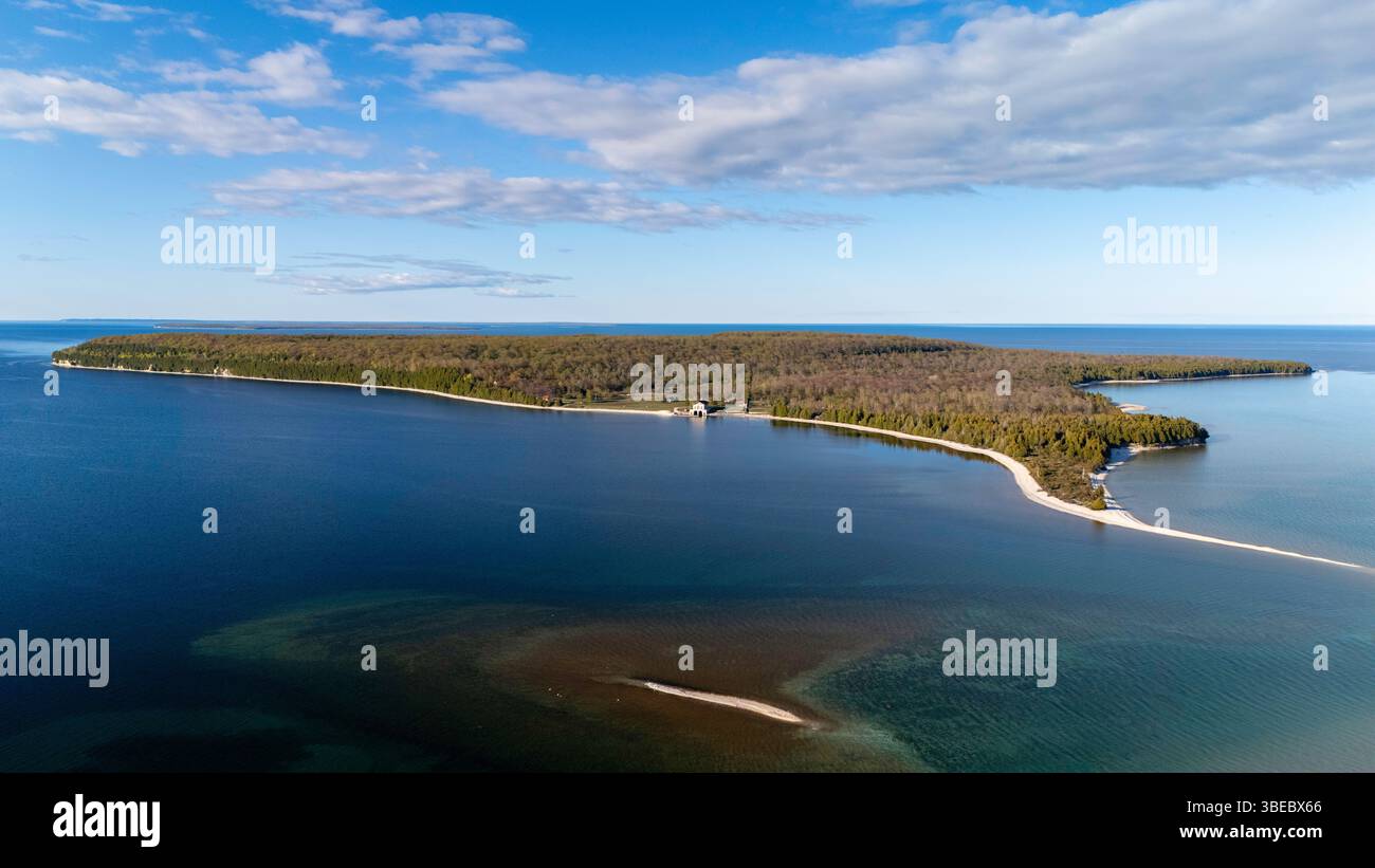 Aerial photograph of the Rock Island Boathouse, Rock Island State Park ...