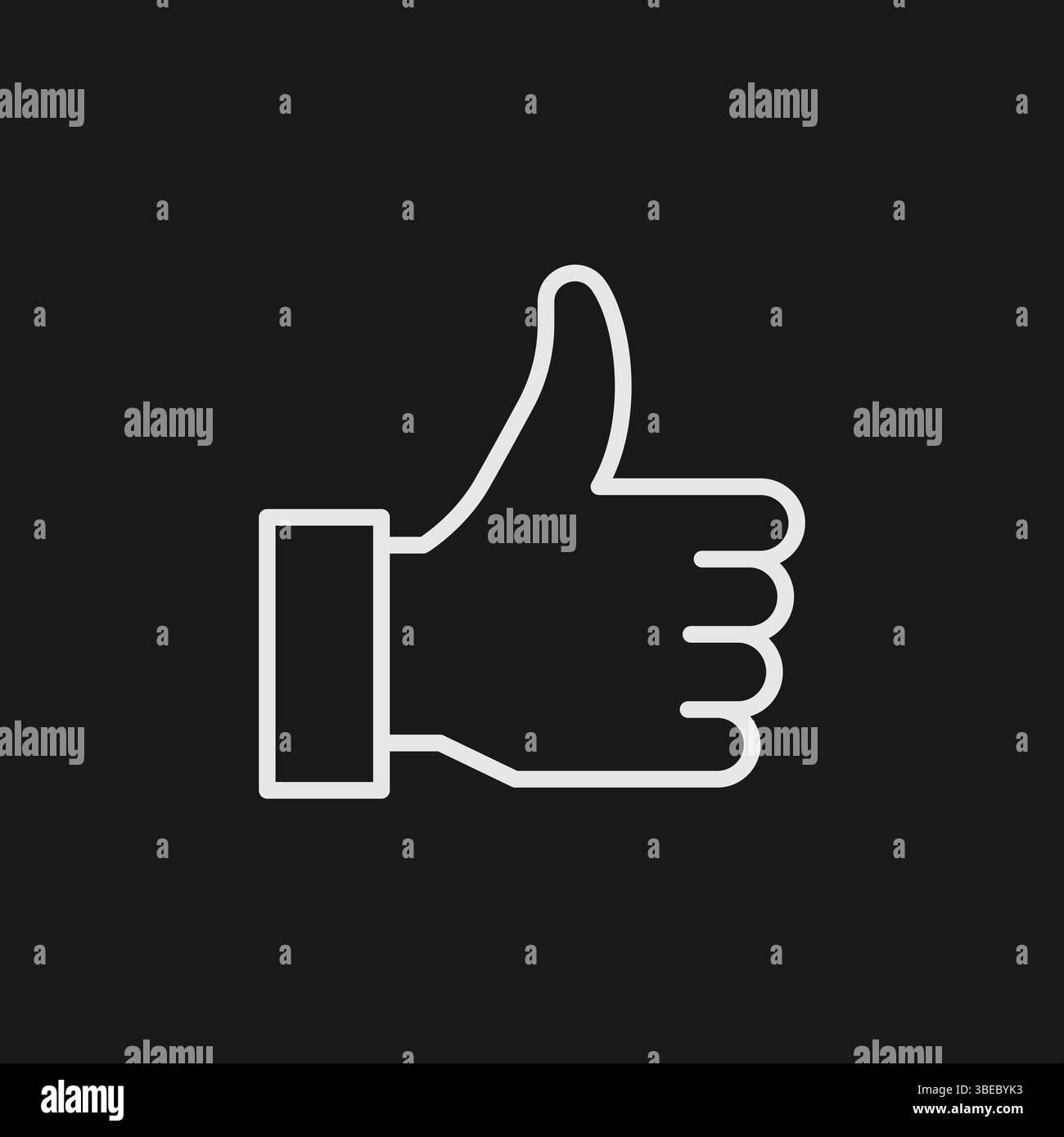 White Outline Thumbs Up Icon Minimalist Hand Gesture on Black ...