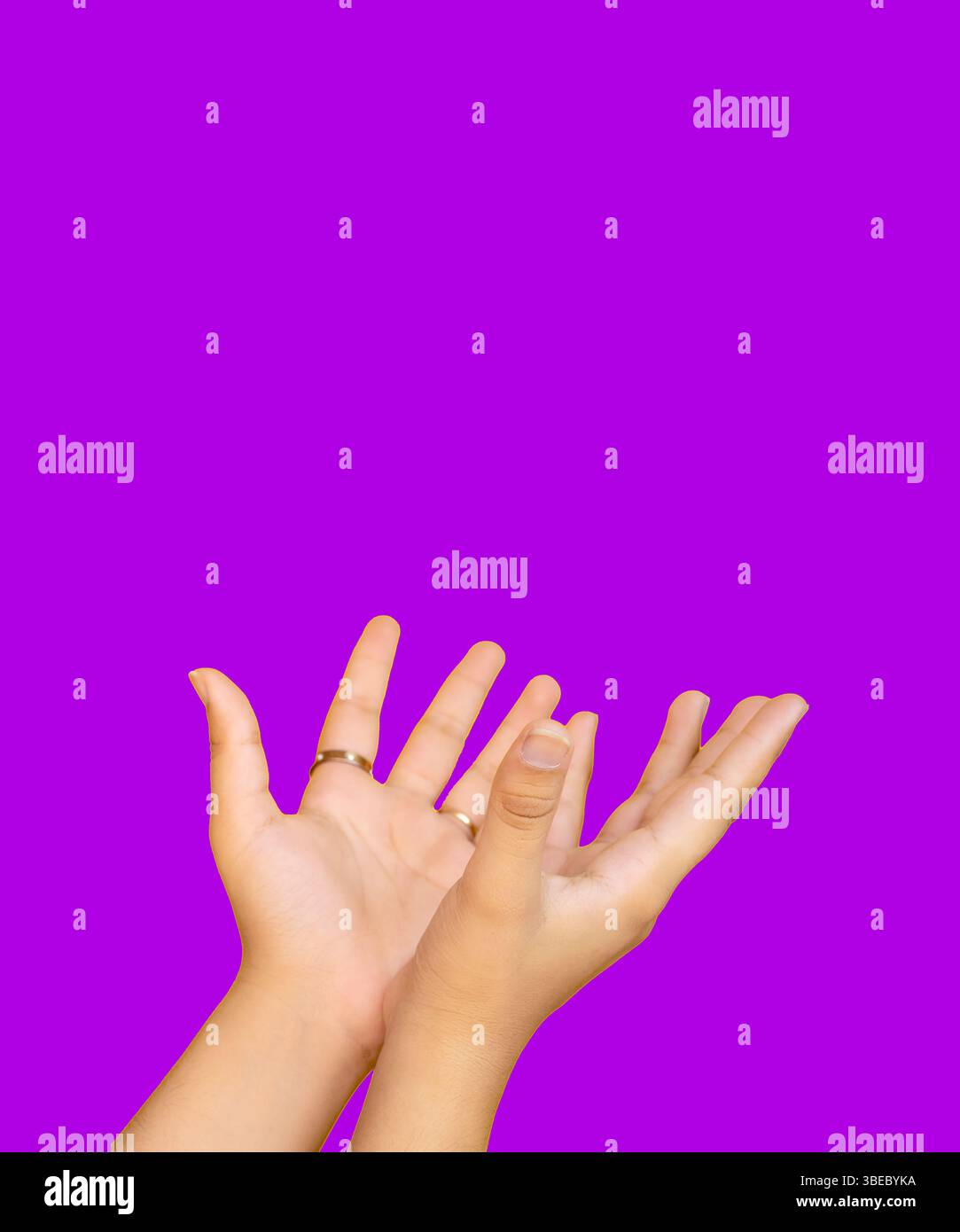 A hand captured in a symmetrical pose, centered for use in bold visual ...