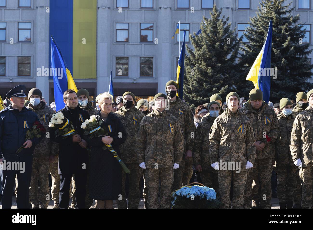 Poltava, Ukraine - 20 Feb 2022 Nebesna Sotnia Monument and requiem ...