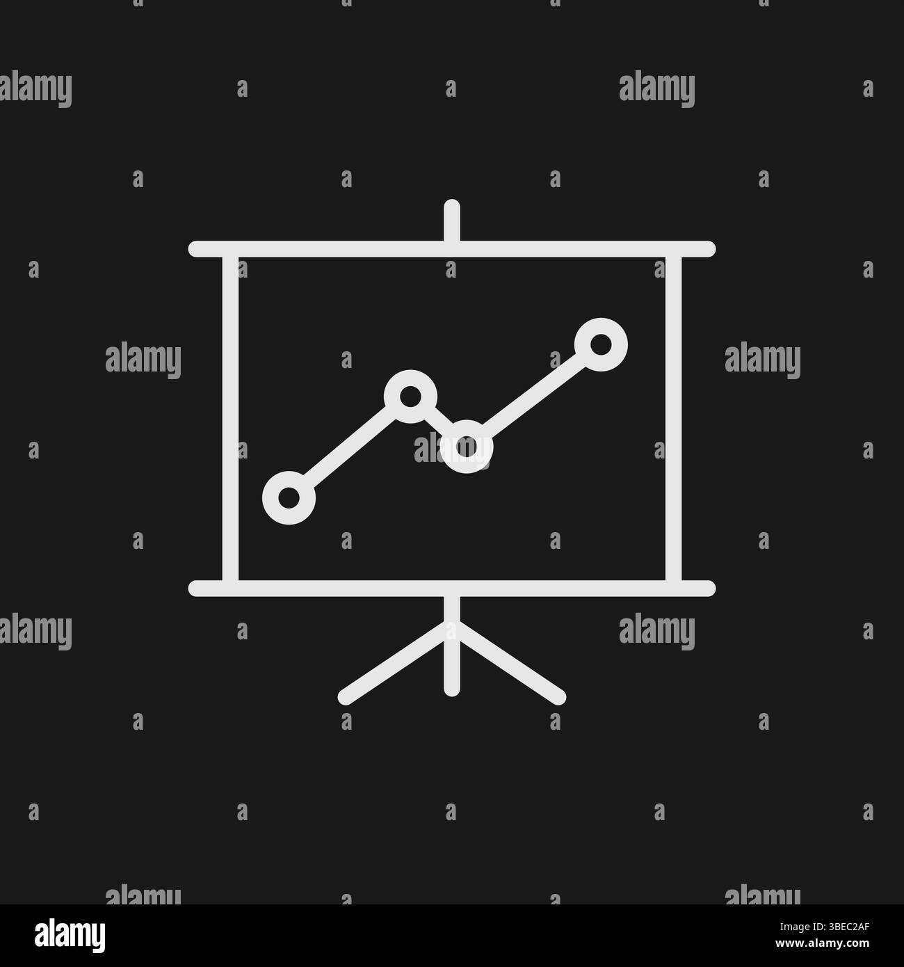 Presentation Screen with Line Graph on Tripod Stand, Representing Data ...