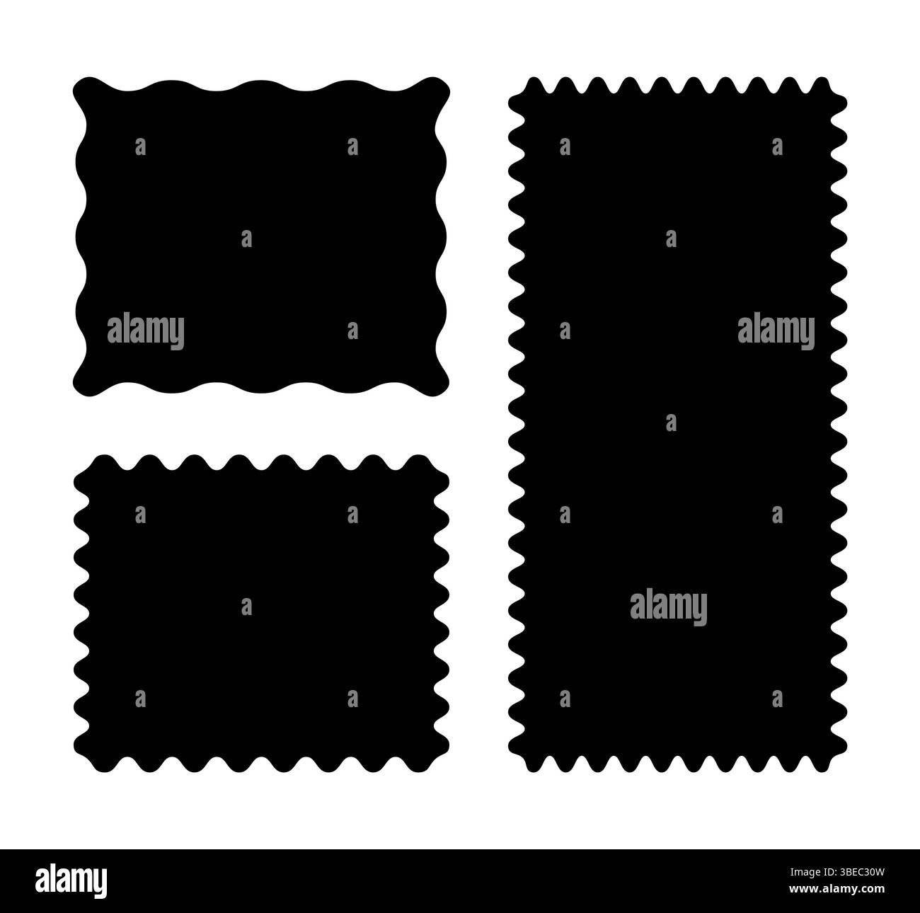 Simple rectangular patterns with squiggly borders. Wave curve edge flat ...