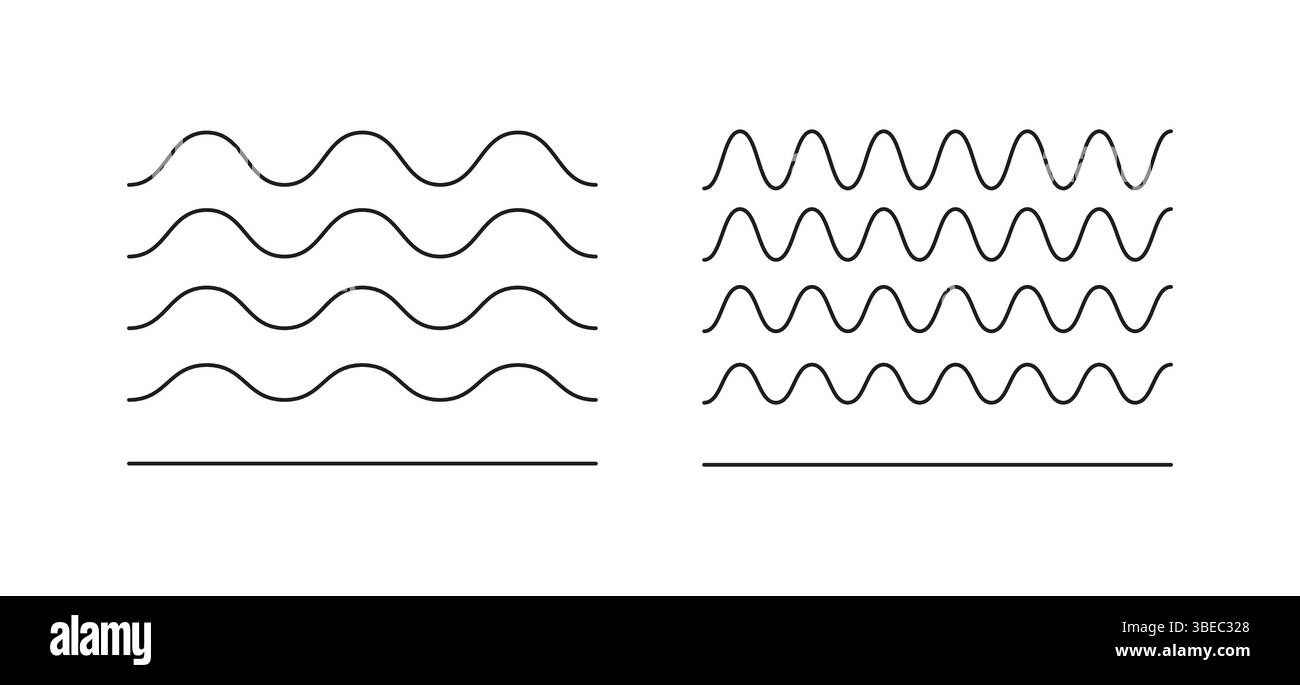 Wavy, curvy lines. Water, river, lake, sea, ocean flat symbols. Simple ...