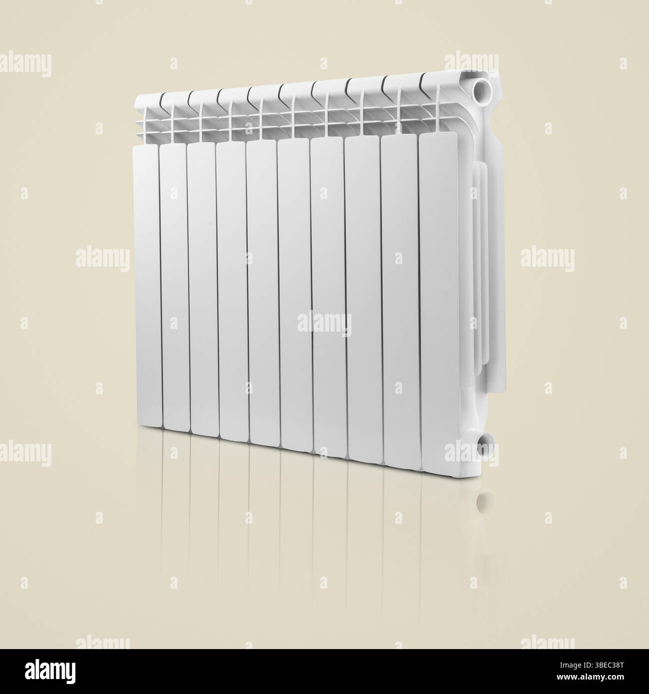Modern radiator on a light background. household bimetallic battery ...