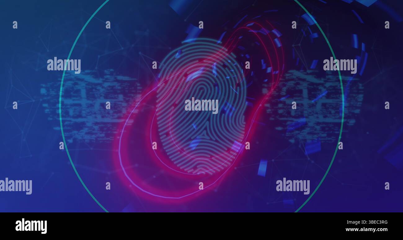 Fingerprint scanning on glowing light hi-res stock photography and ...