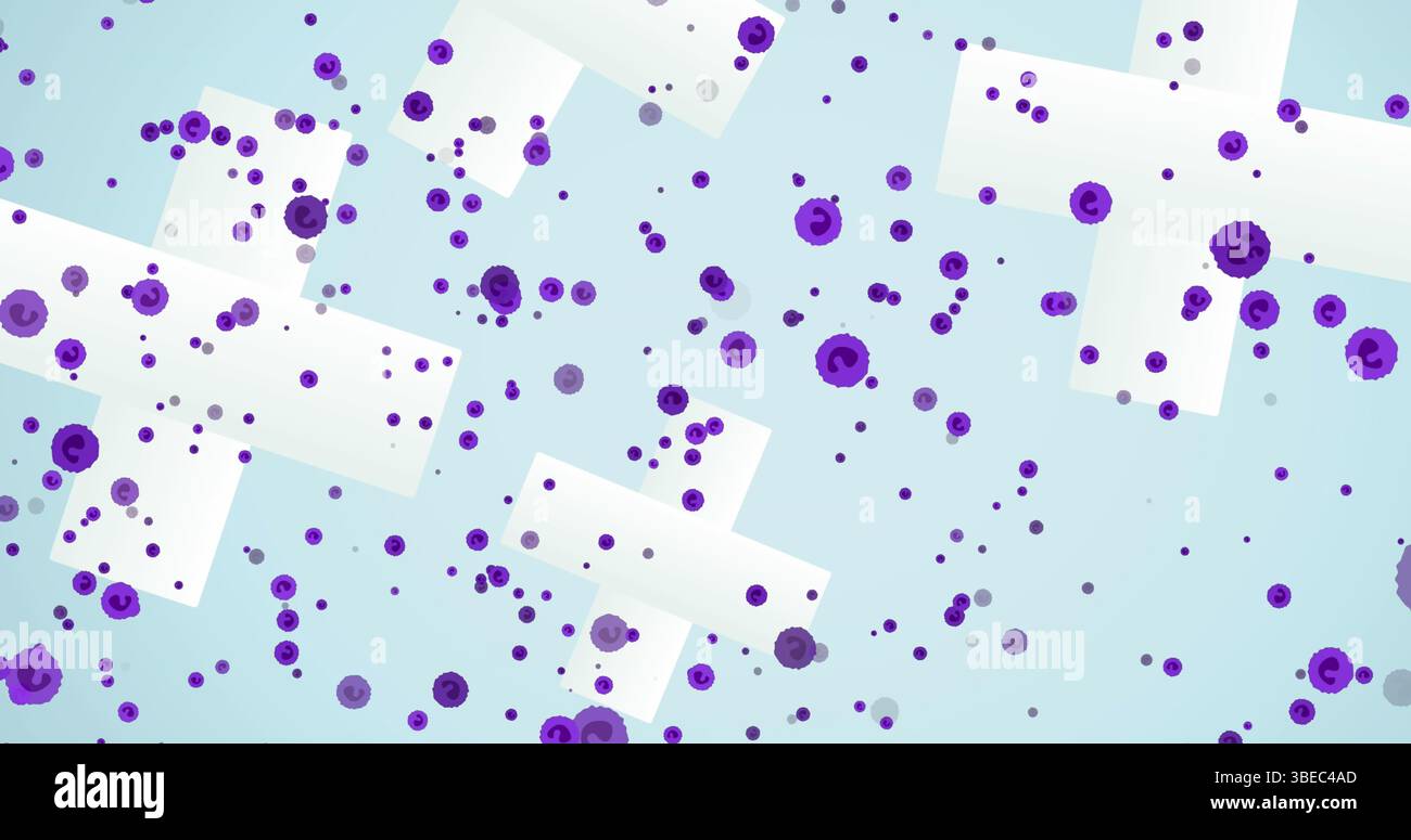 Image of violet cells over light blue background with crosses Stock ...