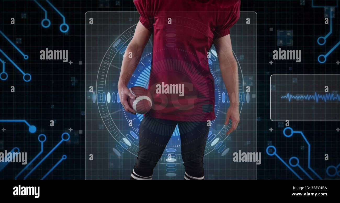 Image of digital interface over american football player Stock Photo ...